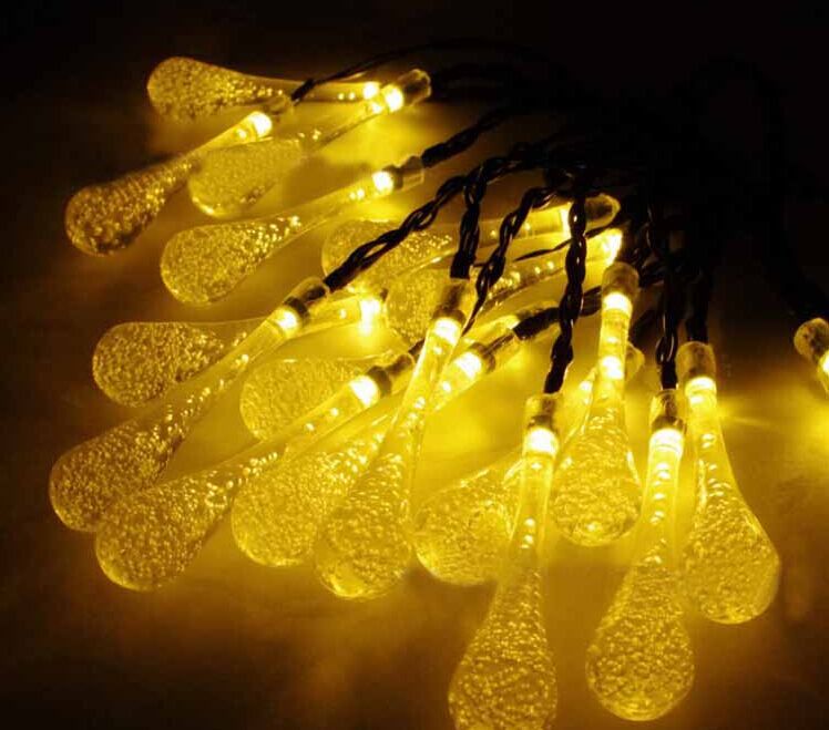 Solar outdoor christmas water drop lights